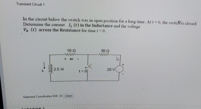 Solved Transient Circuit 1 In the circuit below the switch | Chegg.com