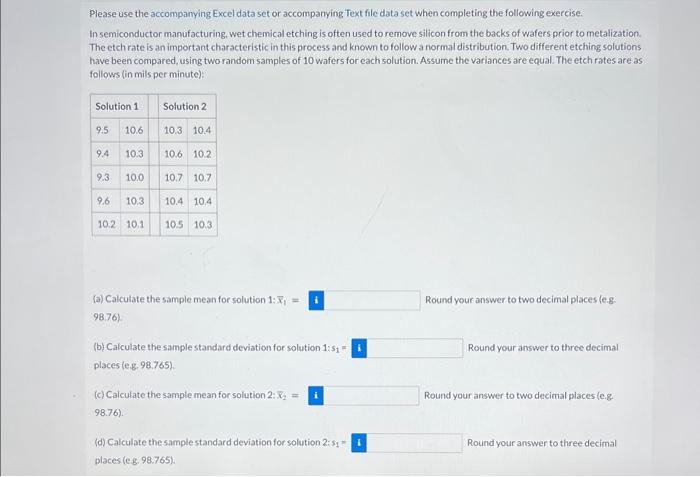 Solved Please use the accompanying Excel data set or | Chegg.com