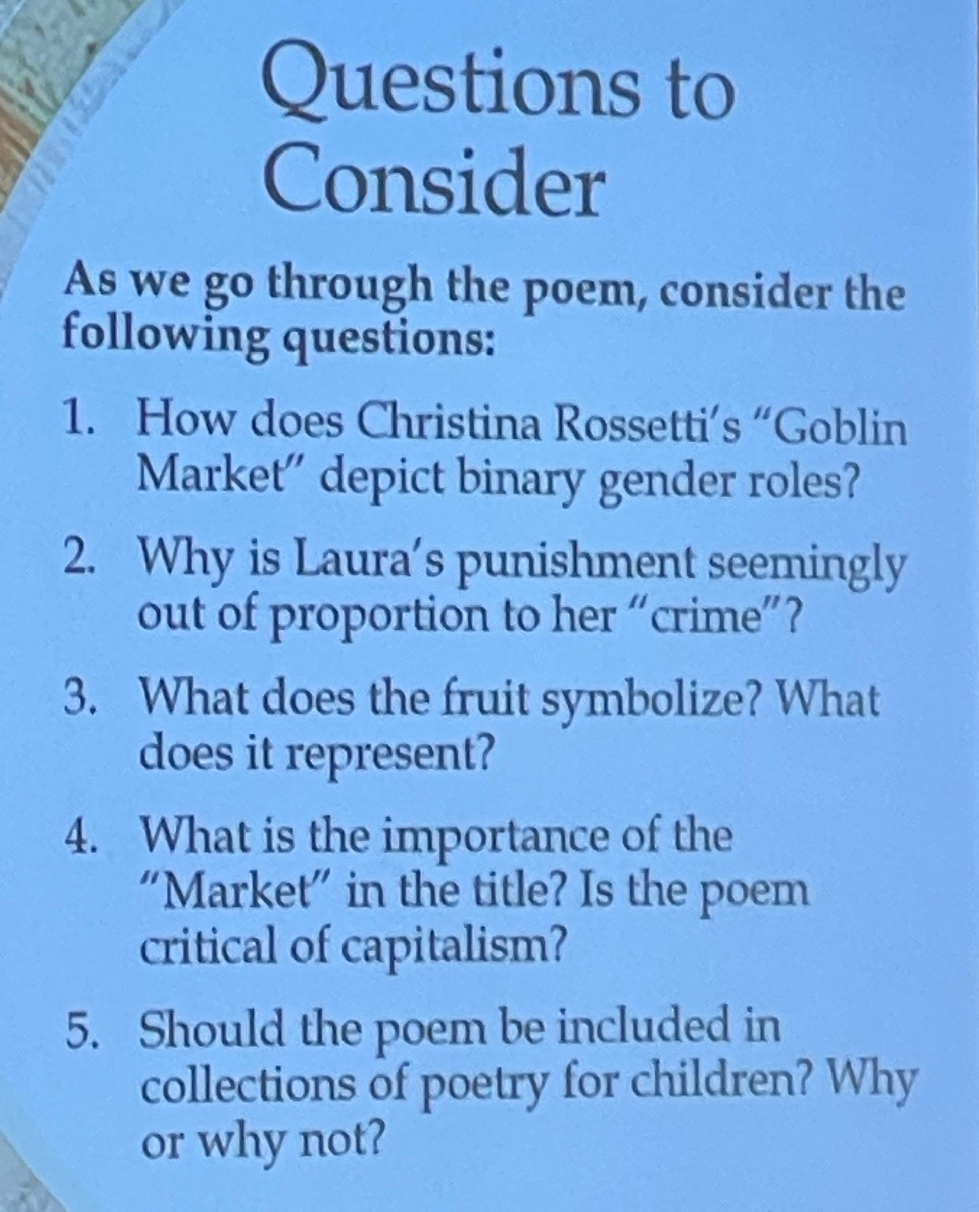 Solved Questions to ConsiderAs we go through the poem, | Chegg.com