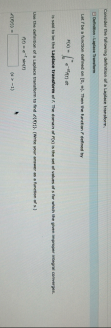 Solved Consider the following definition of a Laplace | Chegg.com