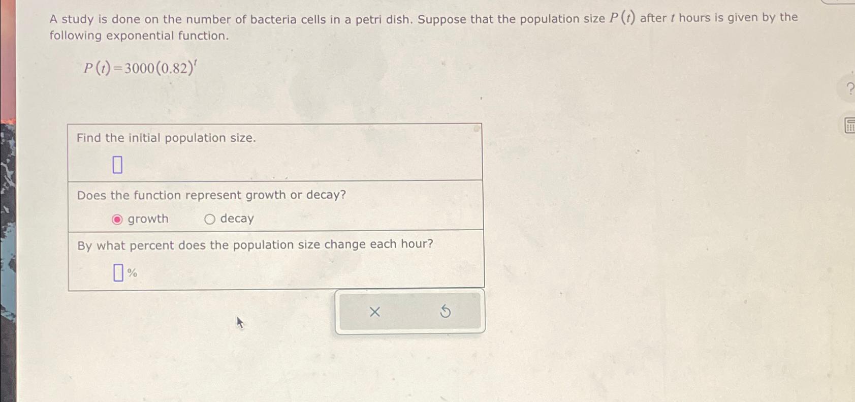 Solved A study is done on the number of bacteria cells in a | Chegg.com