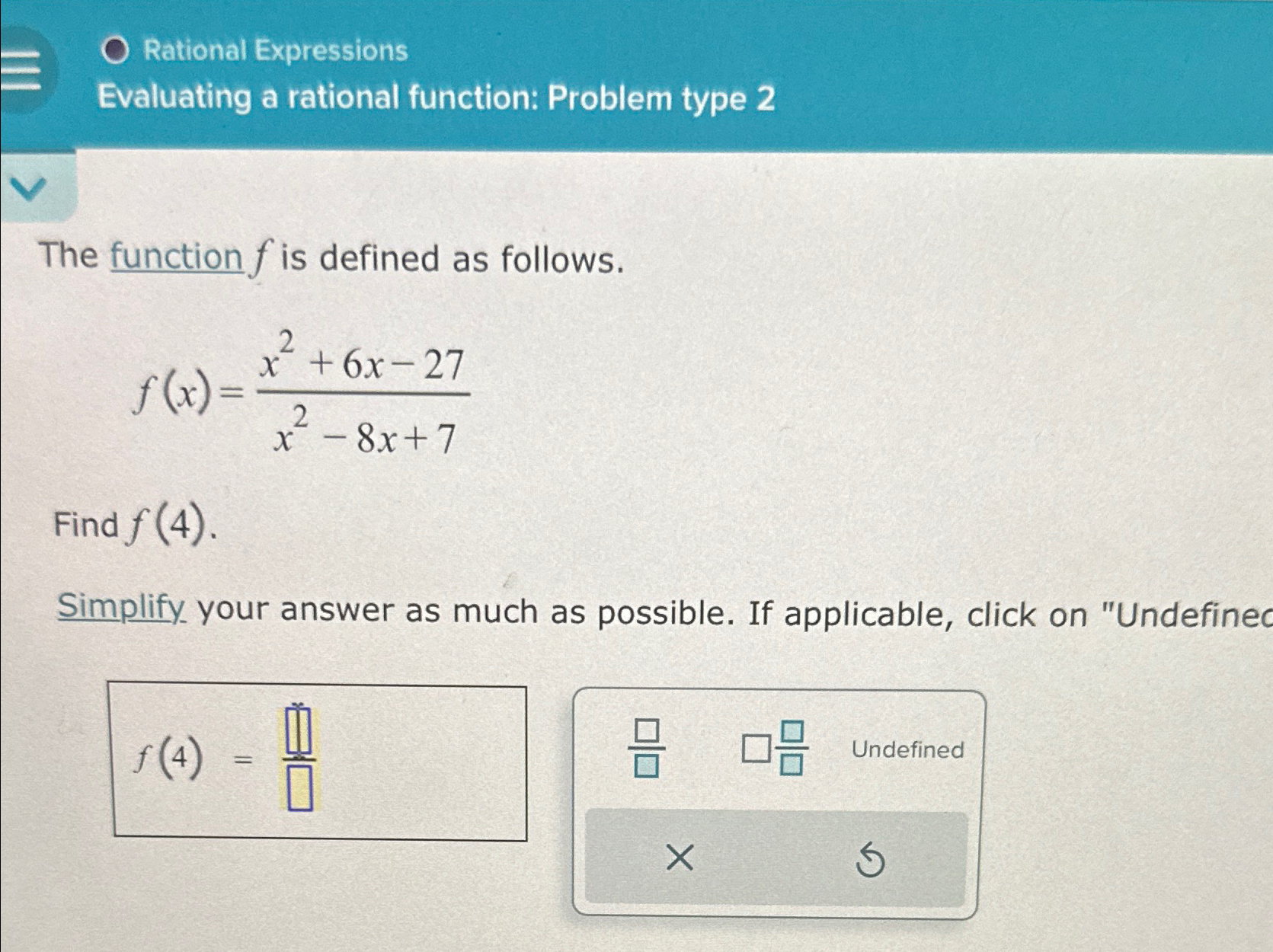 Solved Rational Expressionsevaluating A Rational Function