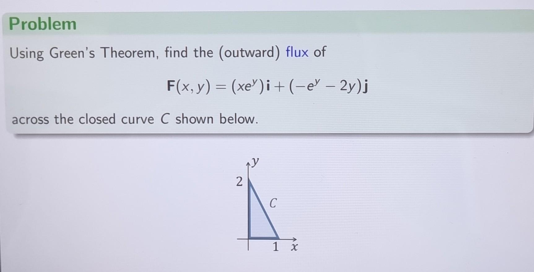 Solved Using Green's Theorem, find the (outward) flux of | Chegg.com