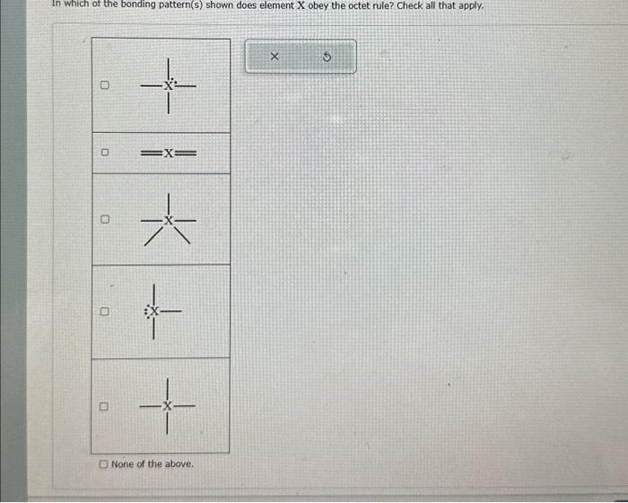 Solved In which of the bonding pattern(s) shown does element | Chegg.com