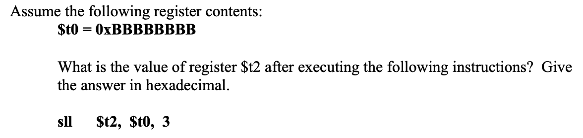 Solved Assume the following register | Chegg.com