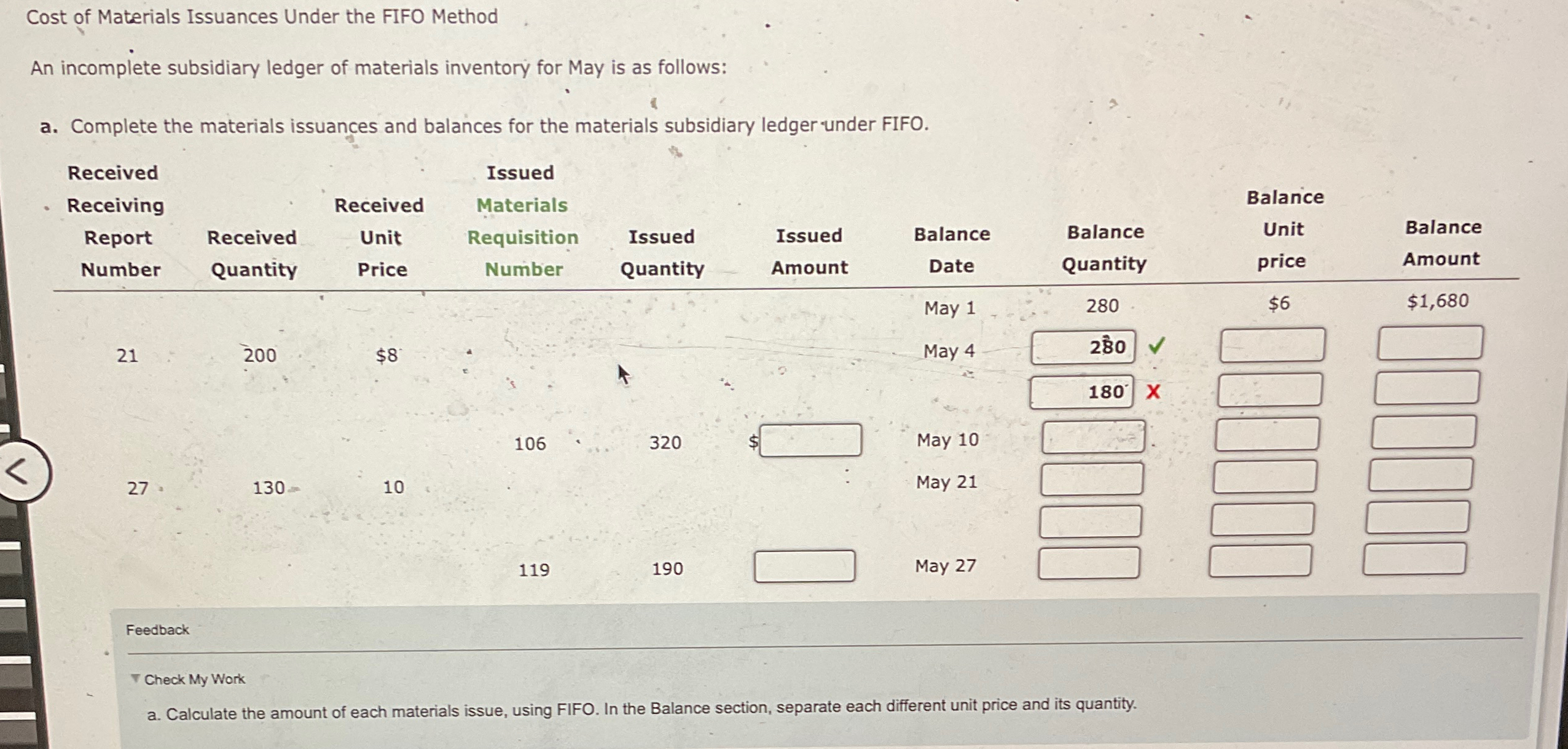 Solved Cost of Materials Issuances Under the FIFO MethodAn | Chegg.com Solved Cost of Materials Issuances Under the FIFO MethodAn | Chegg.com