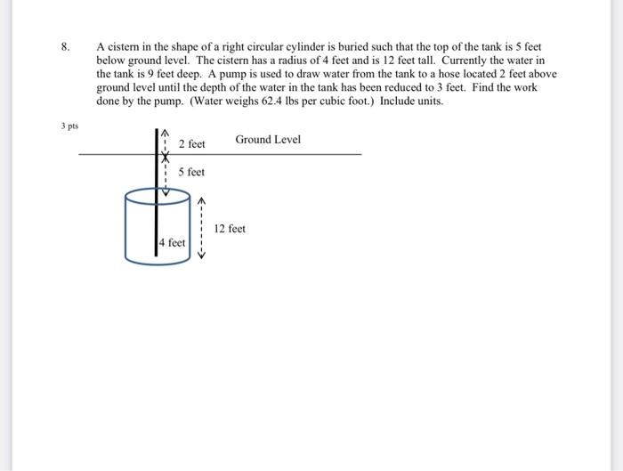 Solved 8. A cistern in the shape of a right circular | Chegg.com