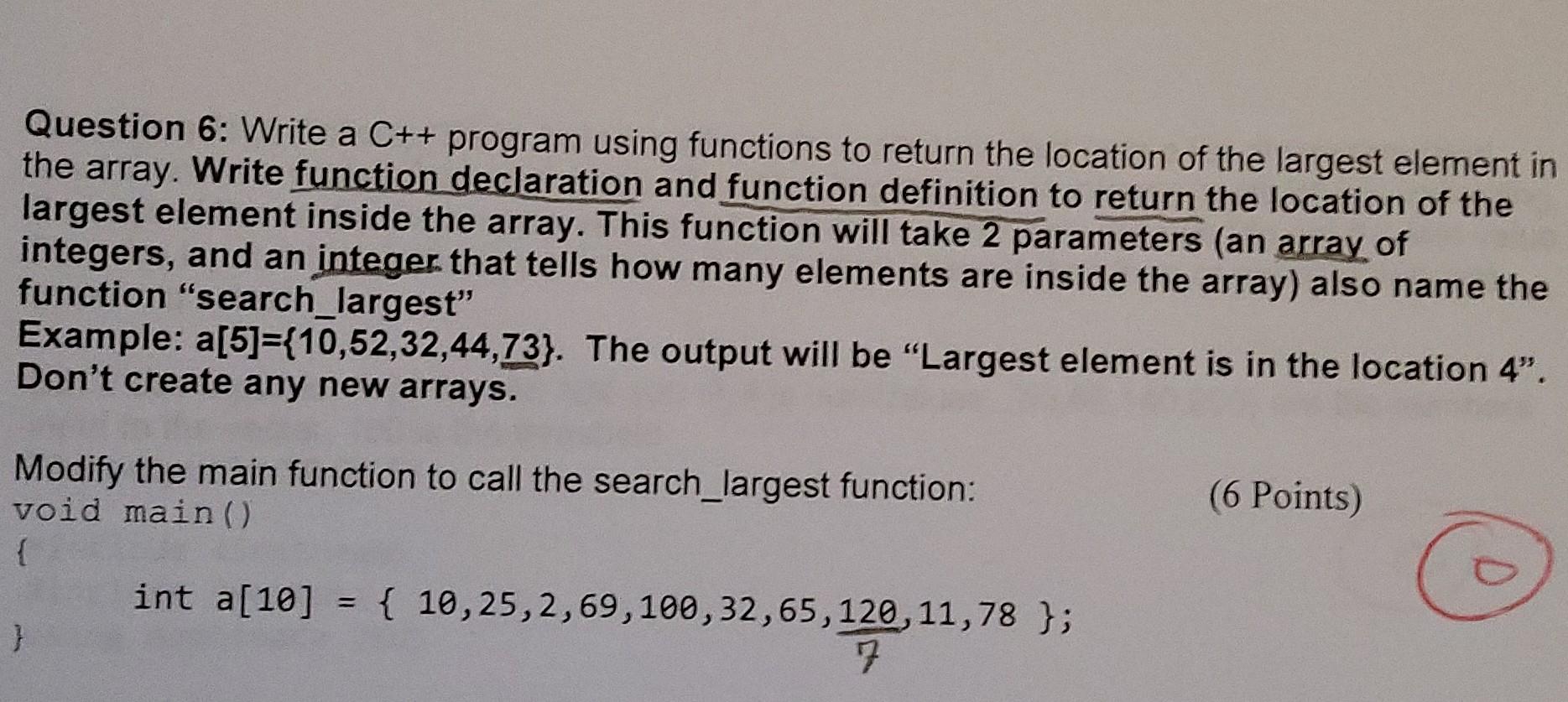 Solved Question 6 Write A C Program Using Functions To