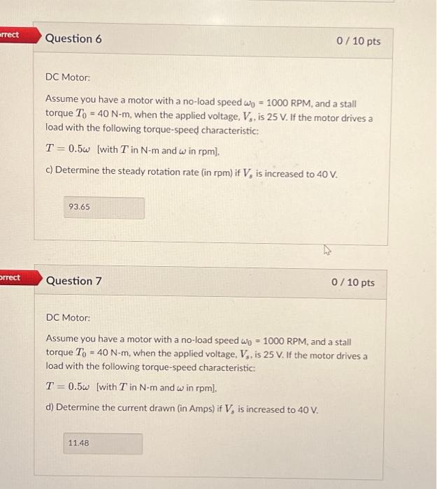 Solved DC Motor: Assume you have a motor with a no-load | Chegg.com