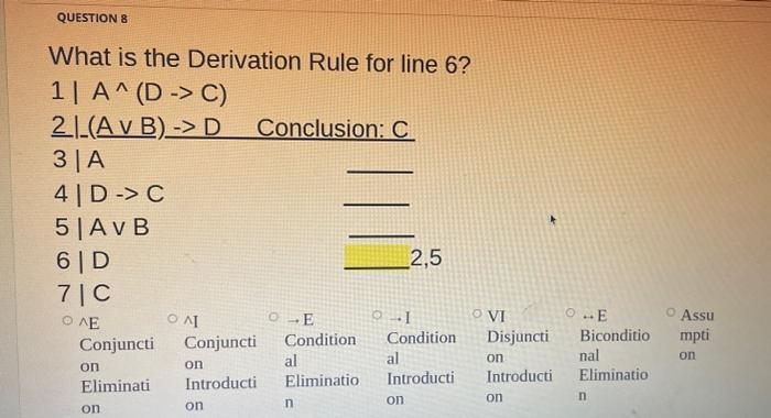 QUESTION 8 What is the Derivation Rule for line 6? | Chegg.com