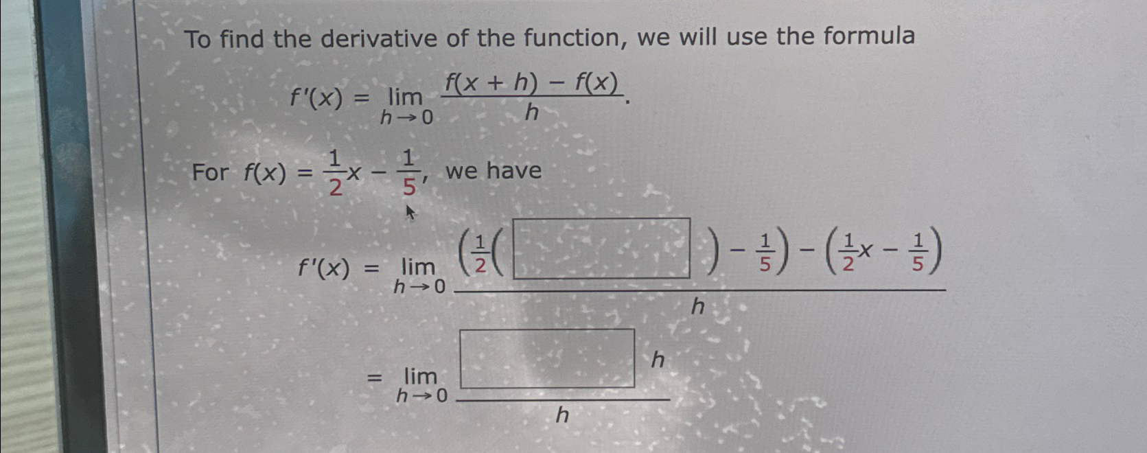 Solved To find the derivative of the function, we will use | Chegg.com