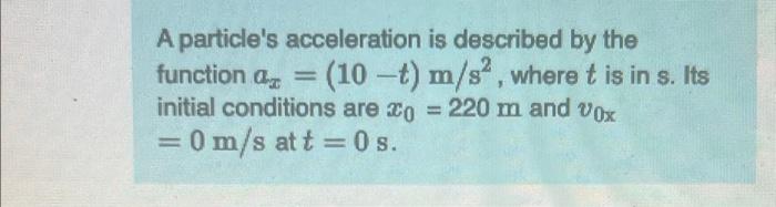 Solved A particle's acceleration is described by the | Chegg.com