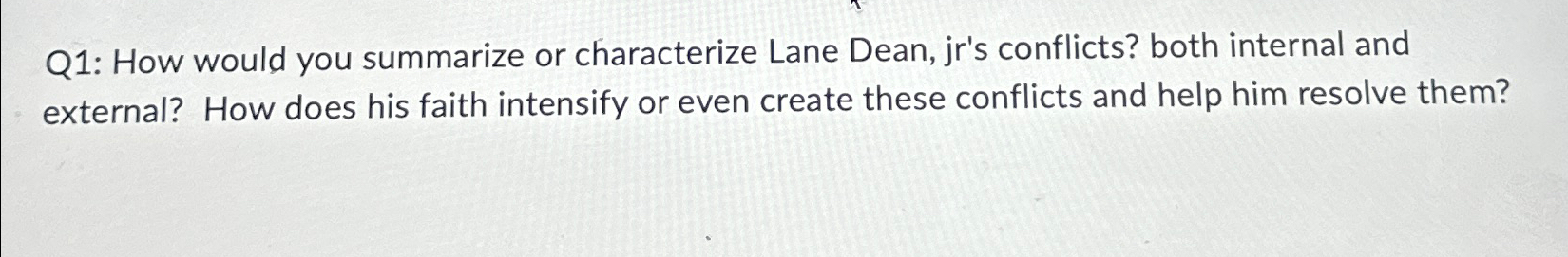 Solved Q1: How would you summarize or characterize Lane | Chegg.com