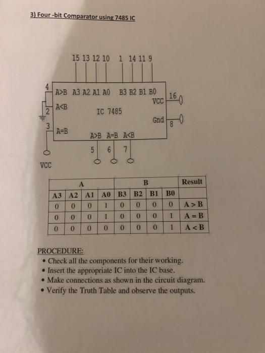 Experiment 8 COMPARATORS AIM: To realize One & Two | Chegg.com