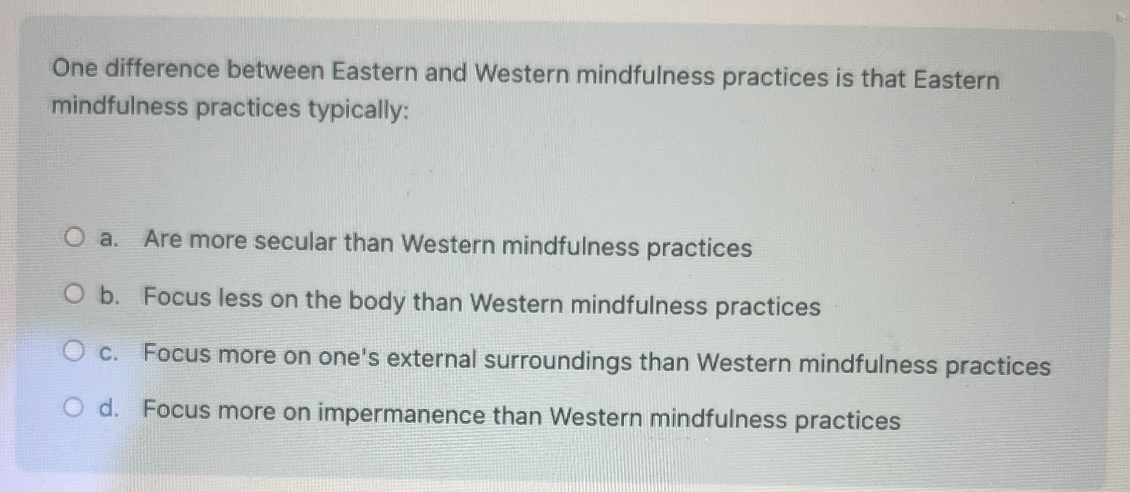 Solved One difference between Eastern and Western | Chegg.com