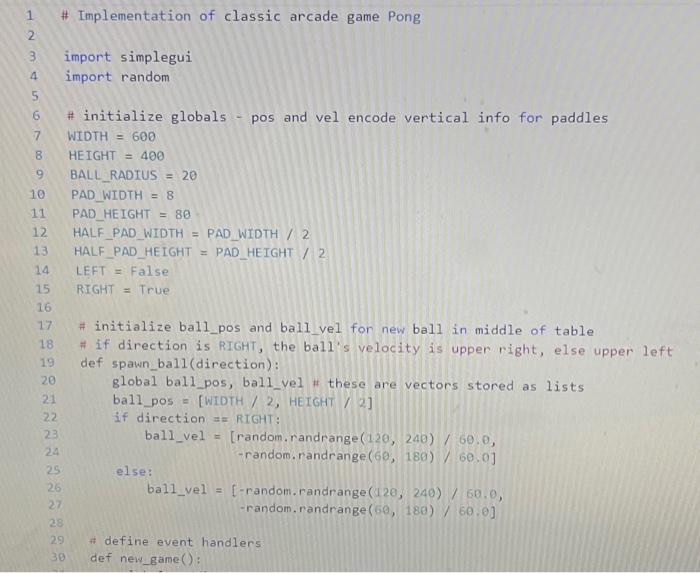 Solved Consider this submitted solution to the Pong | Chegg.com