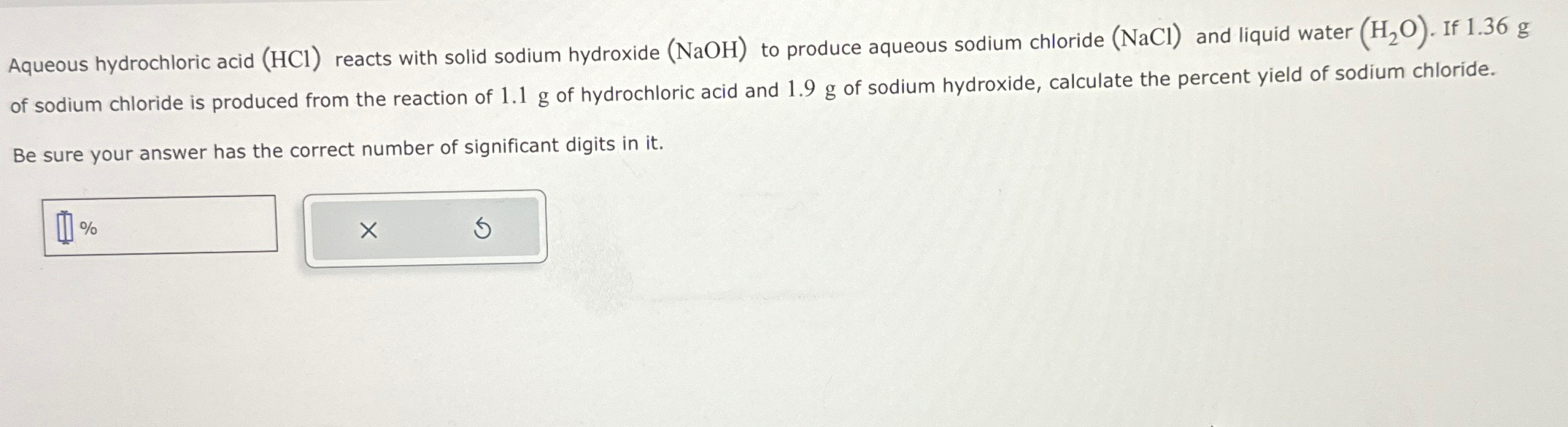 Solved Aqueous hydrochloric acid (HCl) ﻿reacts with solid | Chegg.com