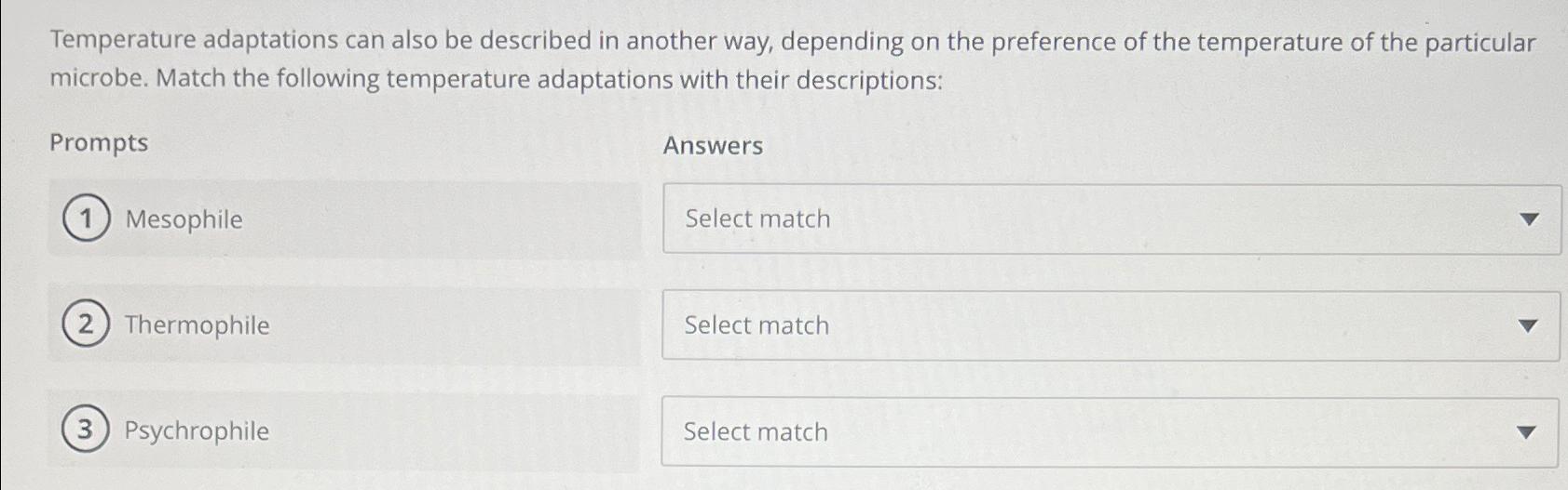 Solved Temperature adaptations can also be described in | Chegg.com