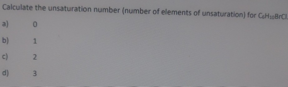 Solved Calculate the unsaturation number (number of elements | Chegg.com