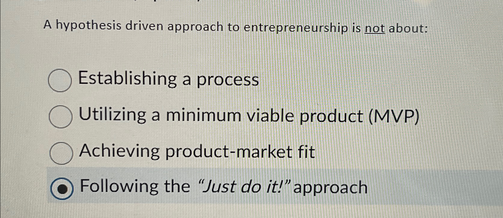 Solved A hypothesis driven approach to entrepreneurship is | Chegg.com