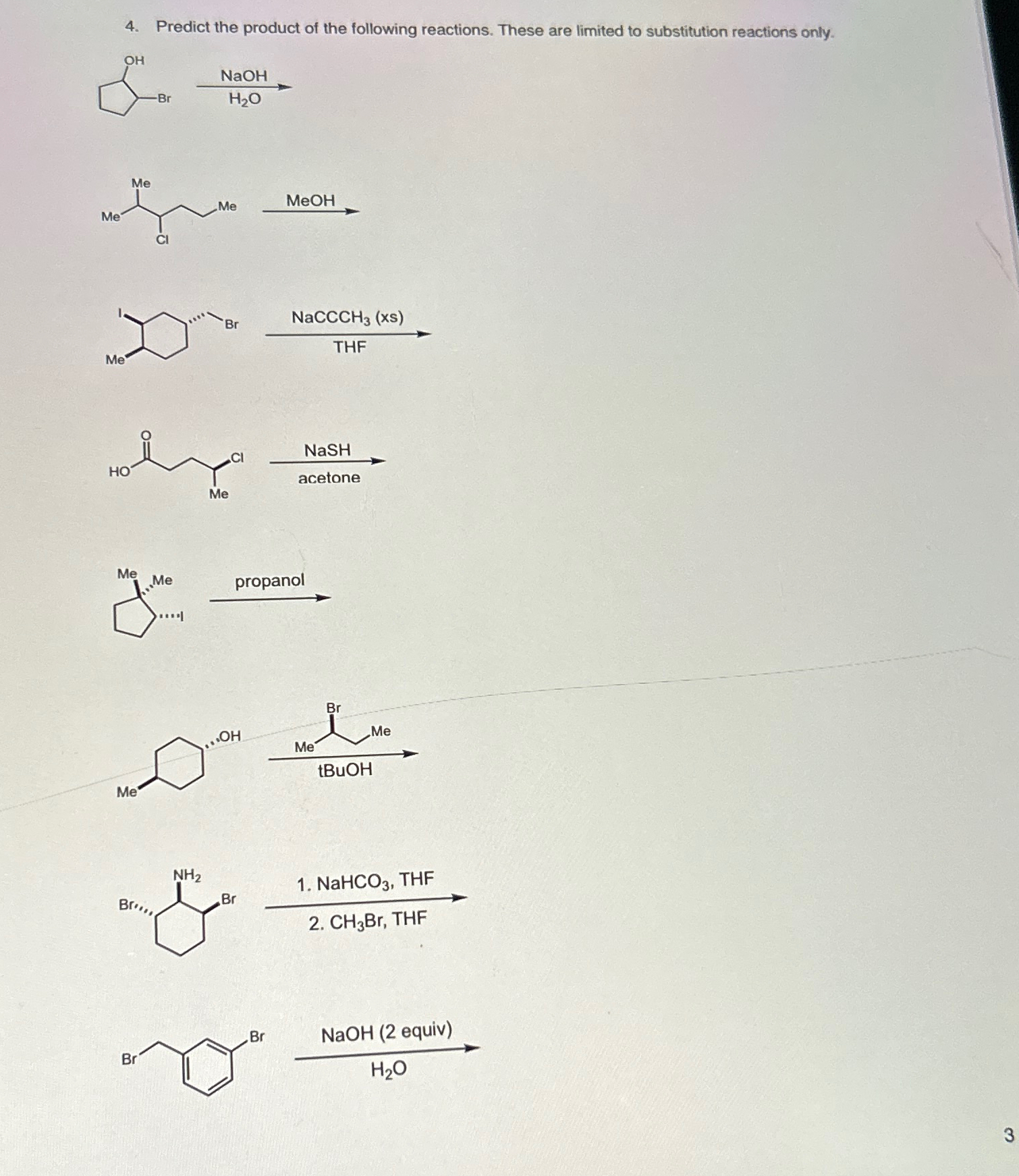 Predict The Product Of The Following Reactions These