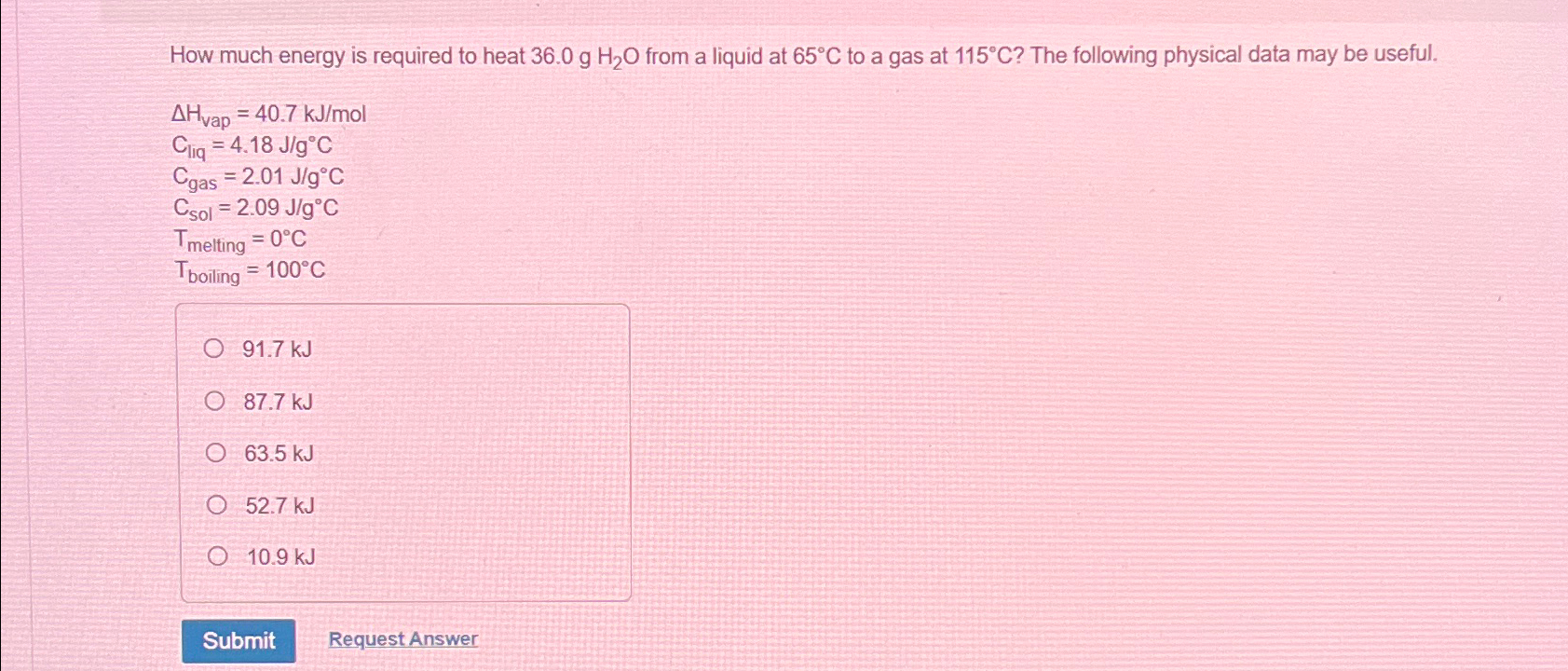 Solved How much energy is required to heat 36.0gHH_(2)O from | Chegg.com