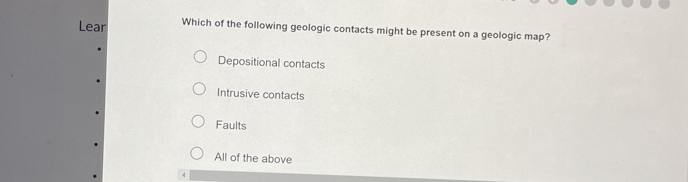Solved LearWhich of the following geologic contacts might be | Chegg.com