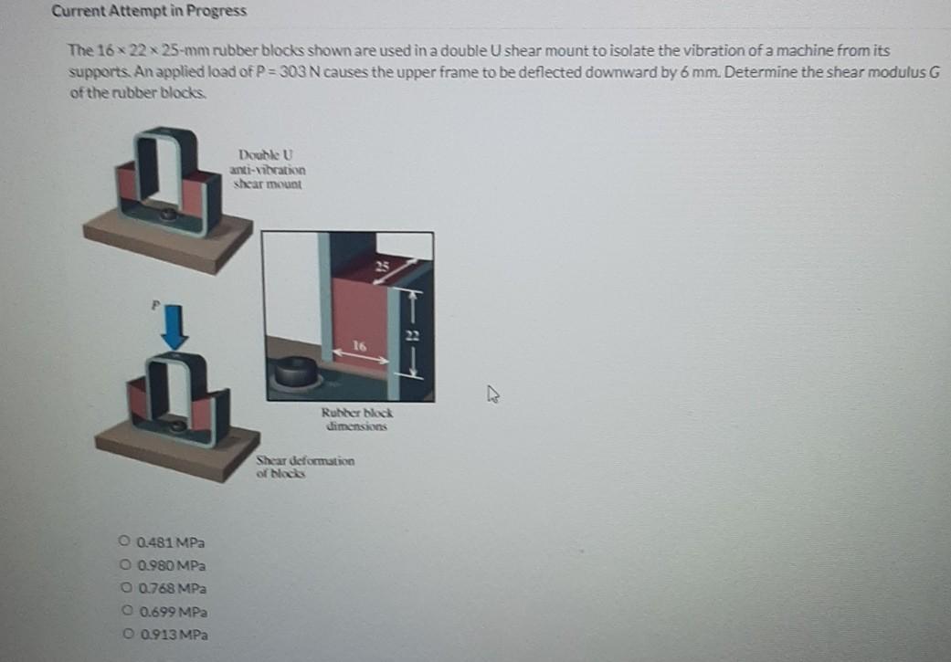 Solved Current Attempt in Progress The 16 22 25-mm rubber | Chegg.com