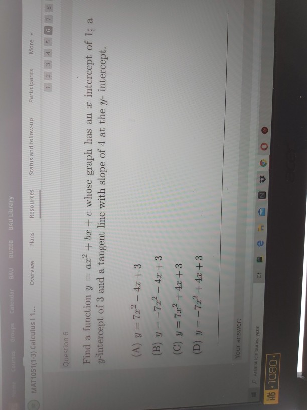 Solved Groups Calendar BUZEB BAU Library MAT1051(1-3) | Chegg.com