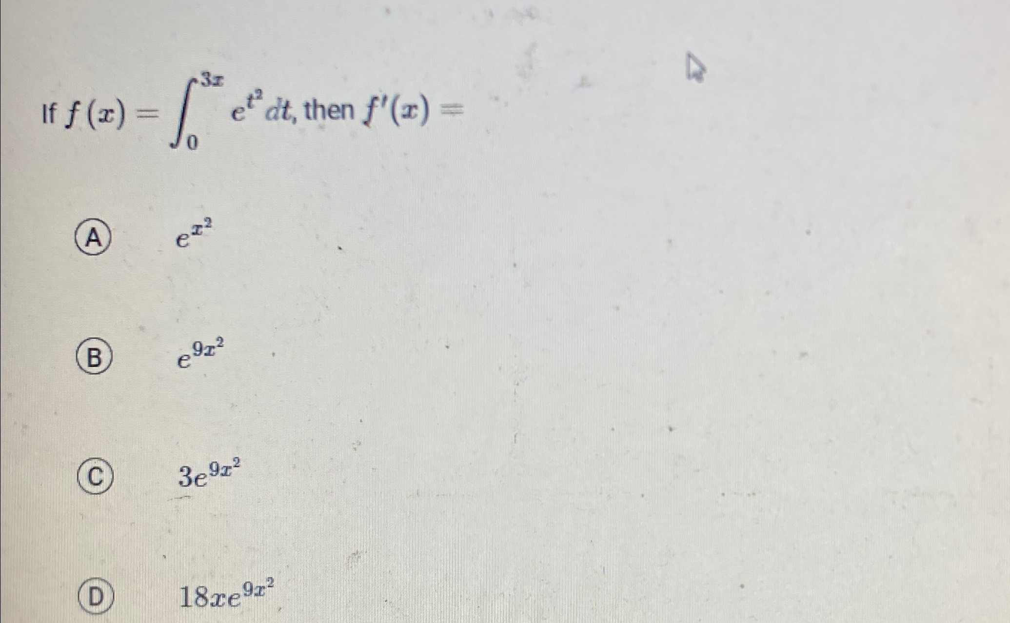 Solved If f(x)=∫03xet2dt, ﻿then | Chegg.com