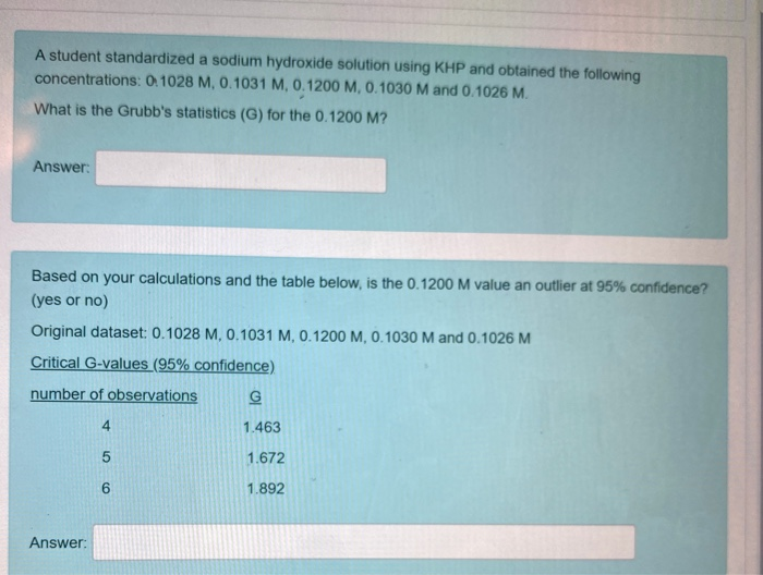 Solved A student standardized a sodium hydroxide solution | Chegg.com