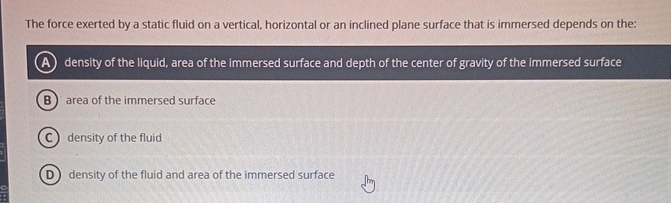 Solved The force exerted by a static fluid on a vertical, | Chegg.com
