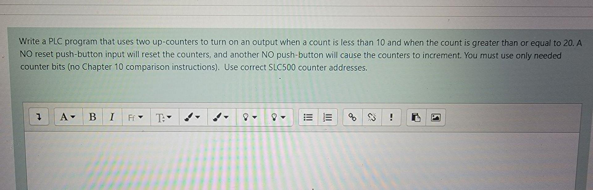 Solved Write a PLC program that uses two up-counters to turn | Chegg.com