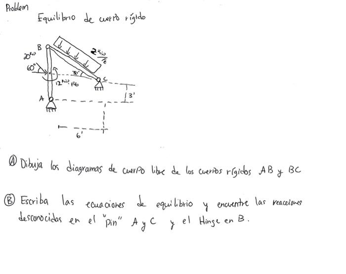 Rigid body balanceA. Draw the free body diagrams of | Chegg.com