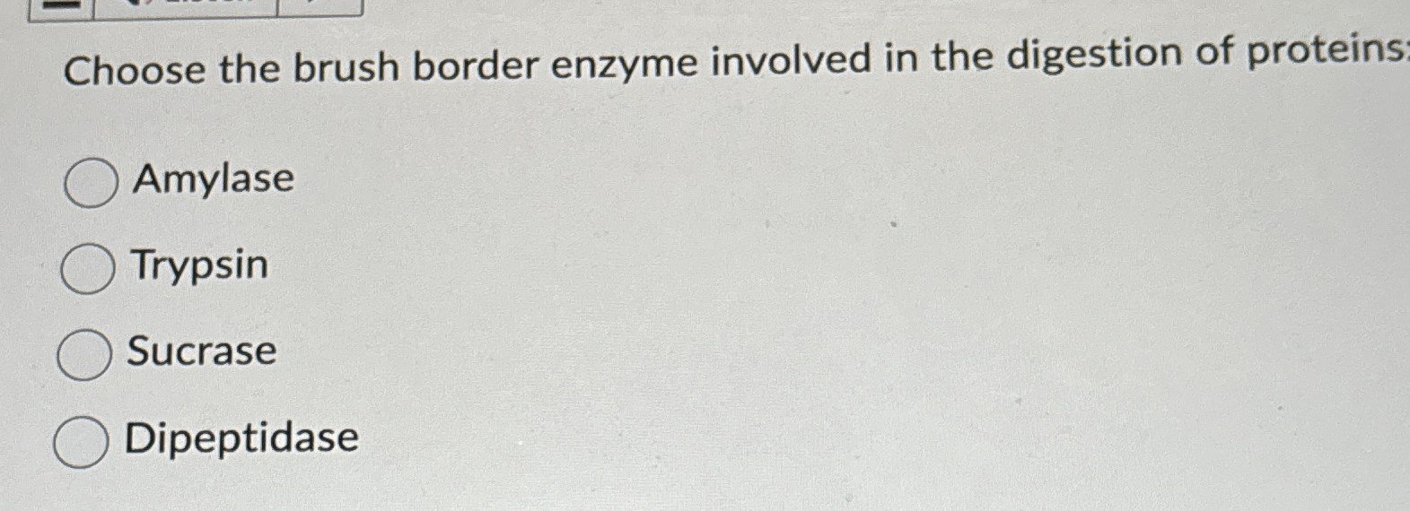 Solved Choose the brush border enzyme involved in the | Chegg.com
