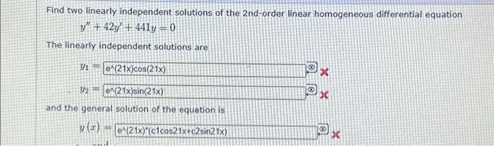 Solved Find two linearly independent solutions of the | Chegg.com