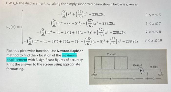 Solved HW3_4 The displacement, uy, along the simply | Chegg.com