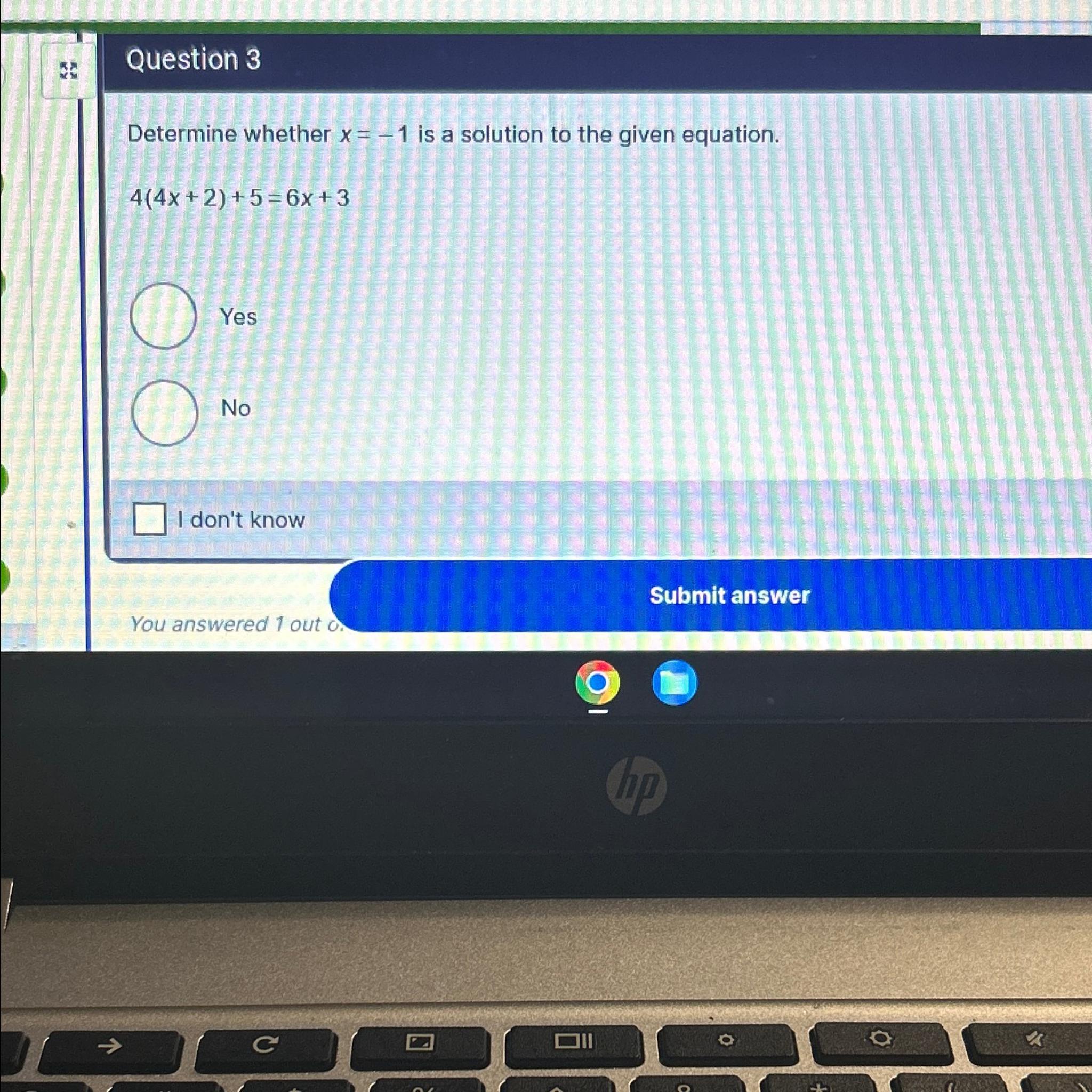 Solved Question 3Determine whether x=-1 ﻿is a solution to | Chegg.com