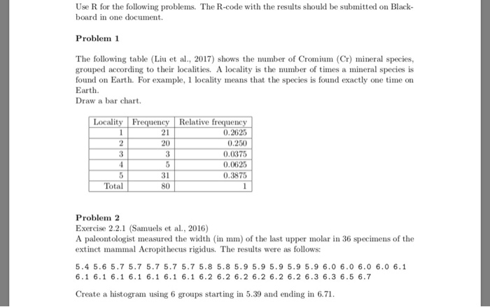 Solved Use R for the following problems. The R-code with the | Chegg.com