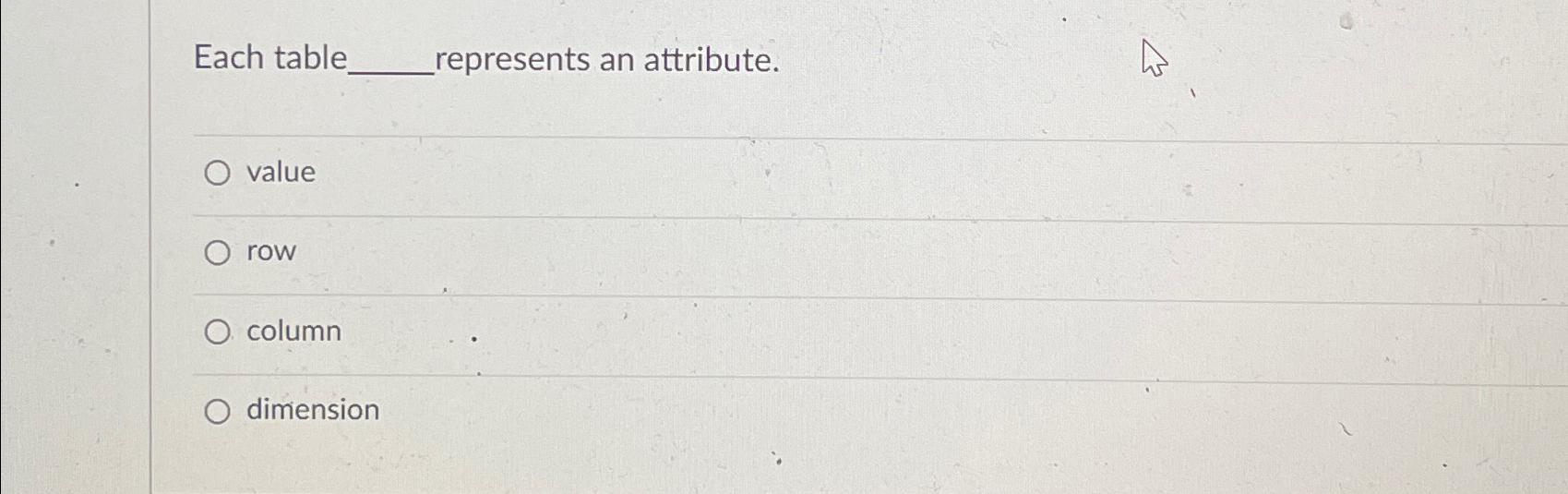 Solved Each Table Represents An