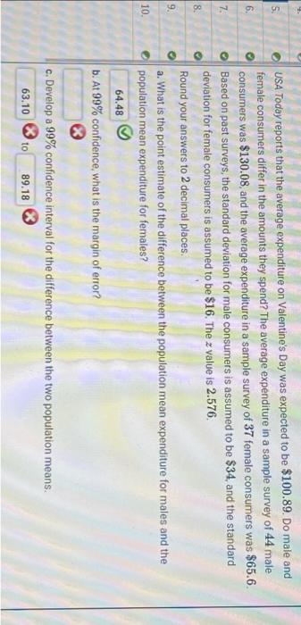 Solved 5. 6. 7. 8. 9. 10. USA Today reports that the average | Chegg.com