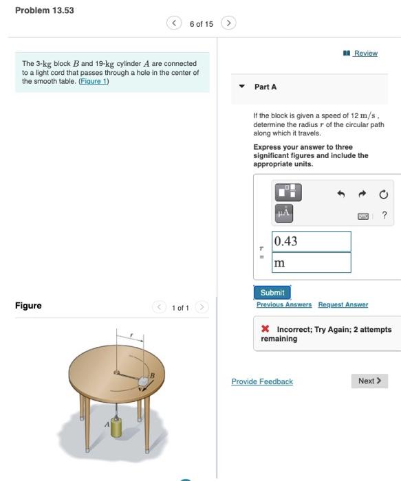 Solved Problem 13.53 6 of 15 Review The 3-kg block Band | Chegg.com
