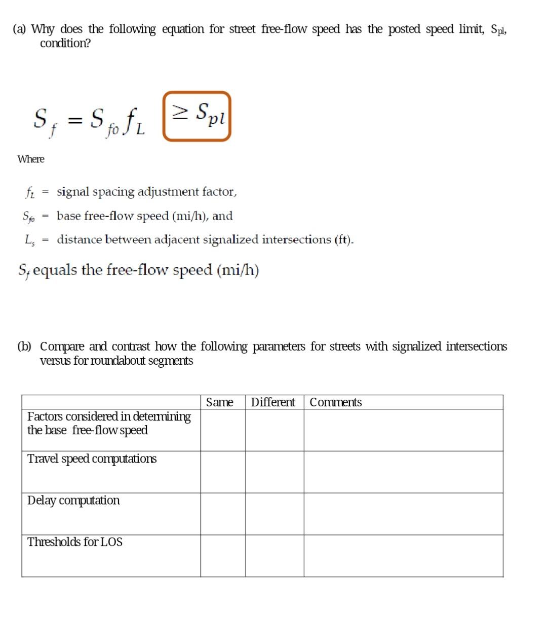 Solved (a) Why does the following equation for street | Chegg.com