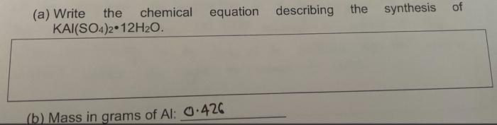 Solved (a) Write the chemical equation describing the | Chegg.com