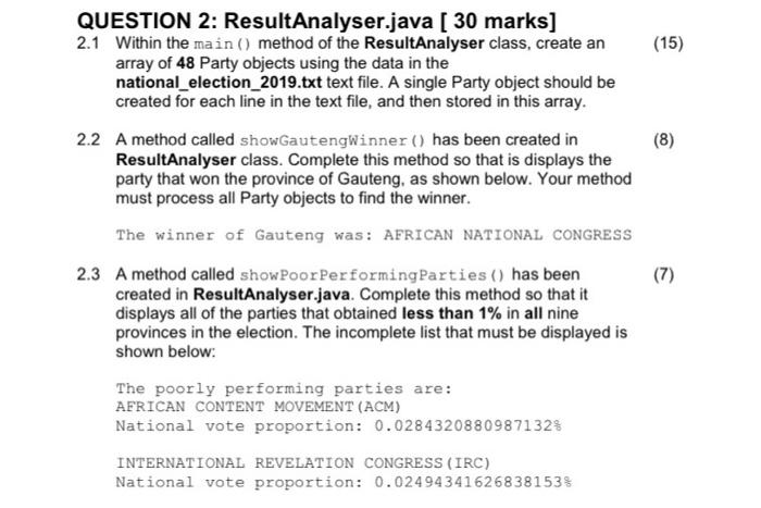 Solved Question 1 Party Java 10 Marks 1 1 A Method Called Chegg