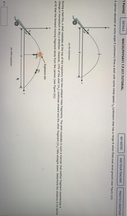 Solved DETAILS "1 Points] WACOLPHYSAV1 7.P.017. TUTORIAL MY | Chegg.com