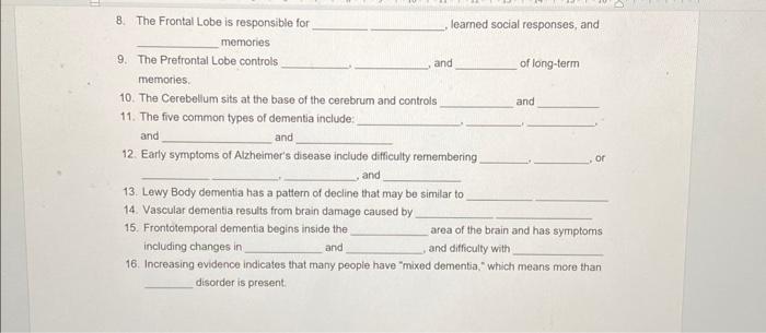 Solved Module 1 Understanding Alzheimer's and Dementia 1. | Chegg.com
