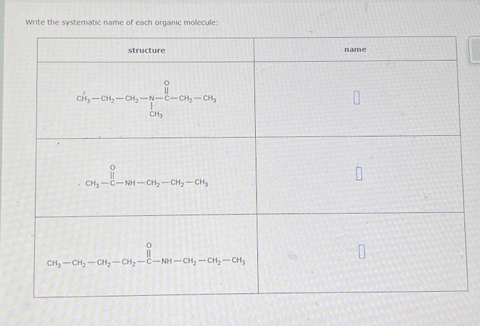 Solved Write the systematic name of each organic molecule: | Chegg.com
