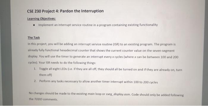 CSE 230 Project 4: Pardon the Interruption Learning | Chegg.com