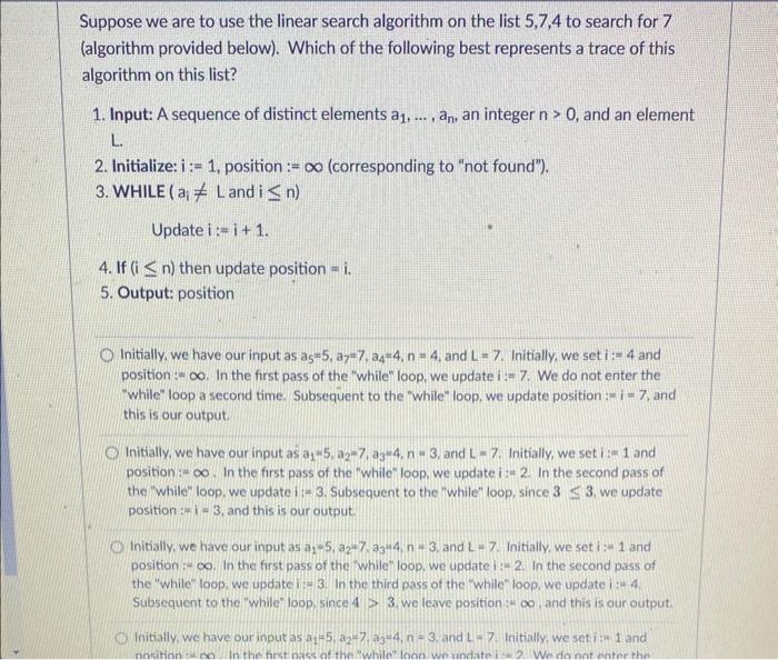 Solved Suppose we are to trace the algorithm that determines | Chegg.com